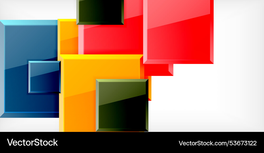 Colorful squares with reflections abstract Vector Image