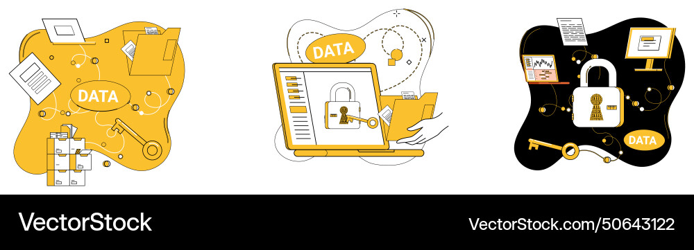 Data security acts as shield Royalty Free Vector Image
