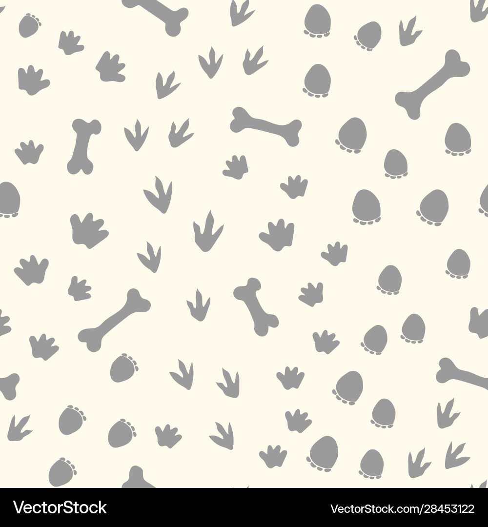 Dinosaur Footprints & Bones Pattern Royalty Free Vector