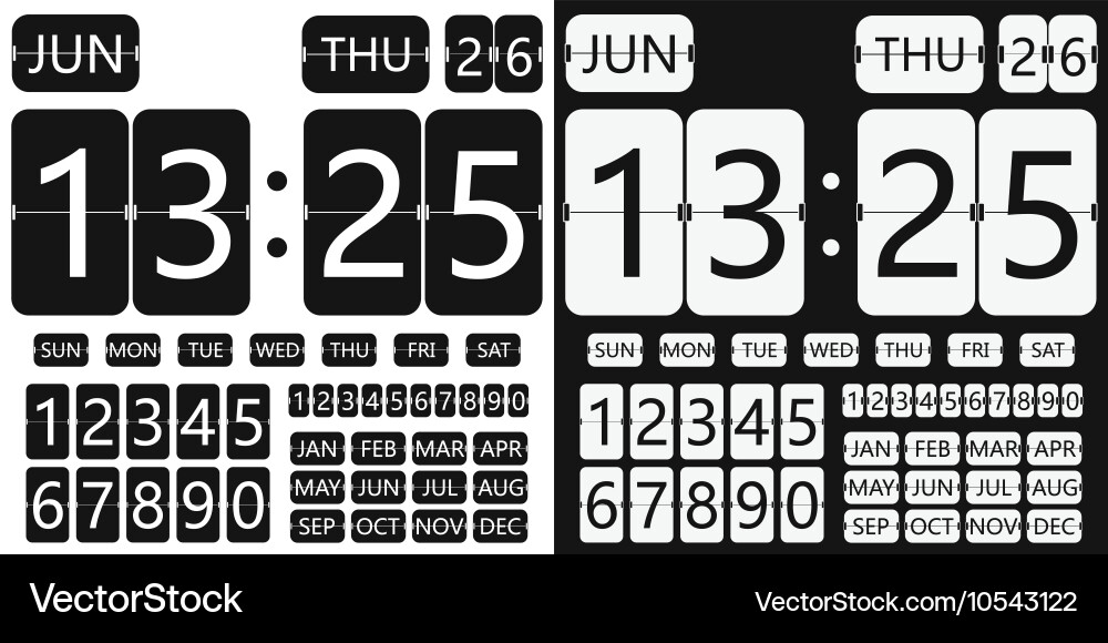 Flip clock calendar Royalty Free Vector Image - VectorStock