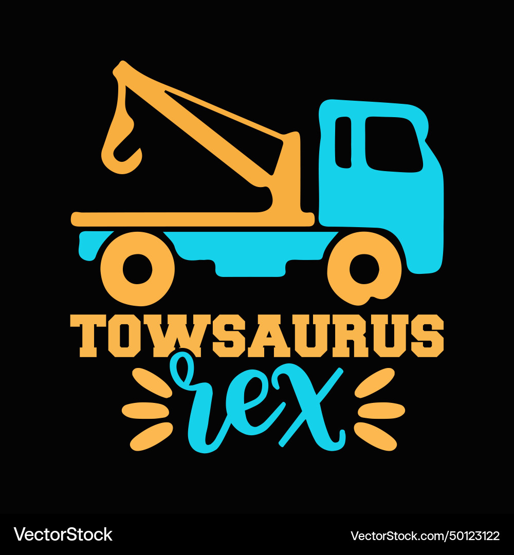 Funny tow truck driver operator t-rex Royalty Free Vector