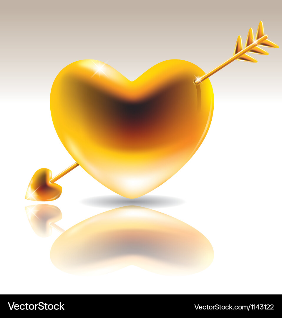 Golden heart with arrow Royalty Free Vector Image