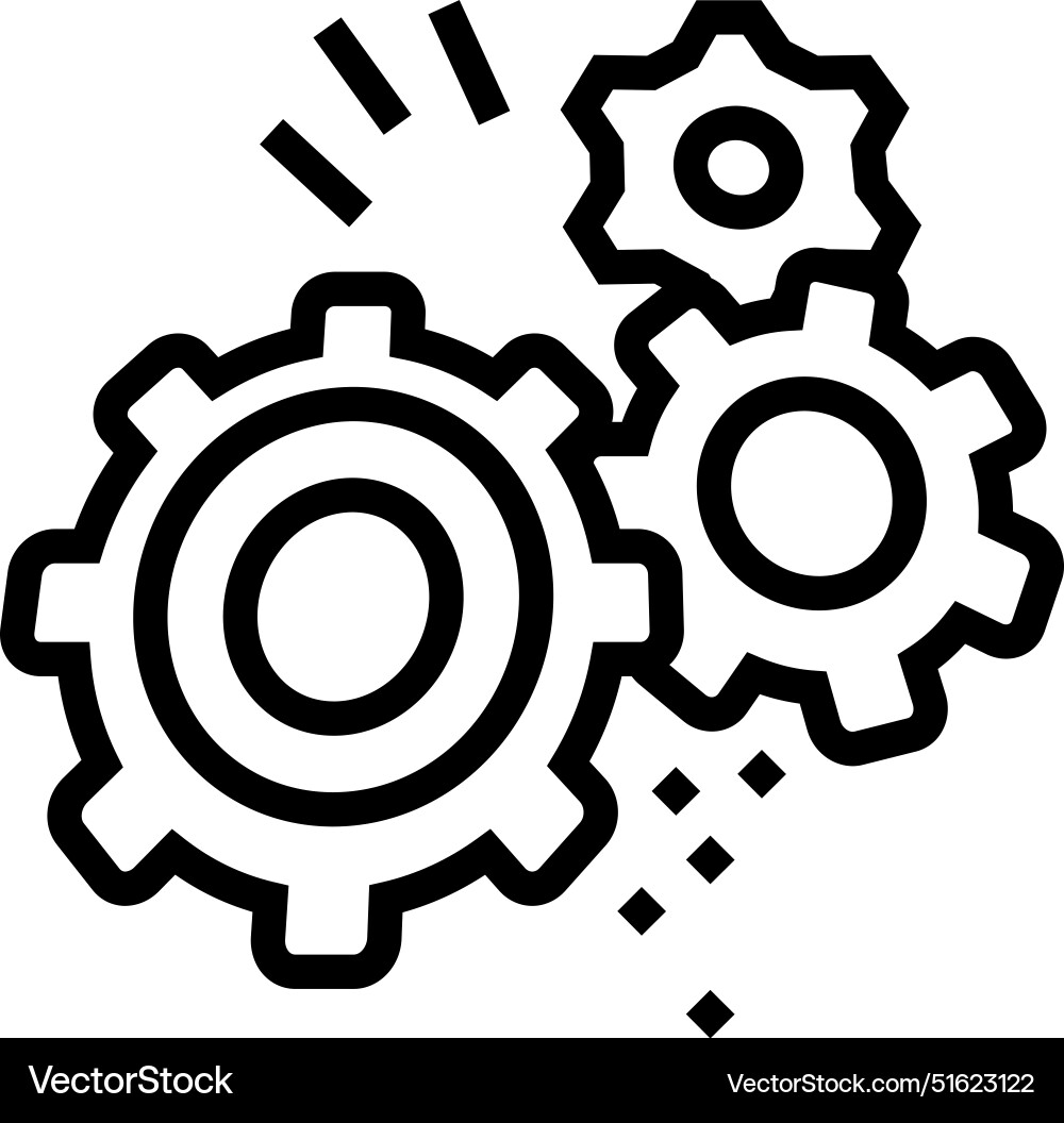 Moving gears progress line icon Royalty Free Vector Image