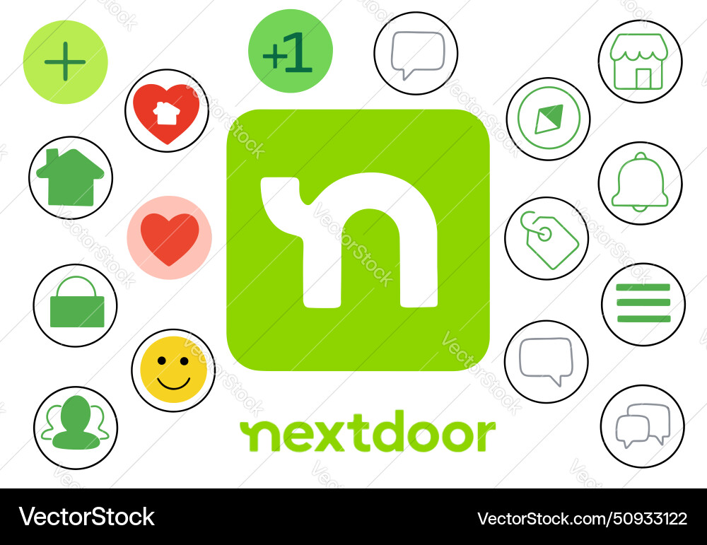 Nextdoor social networks color Royalty Free Vector Image