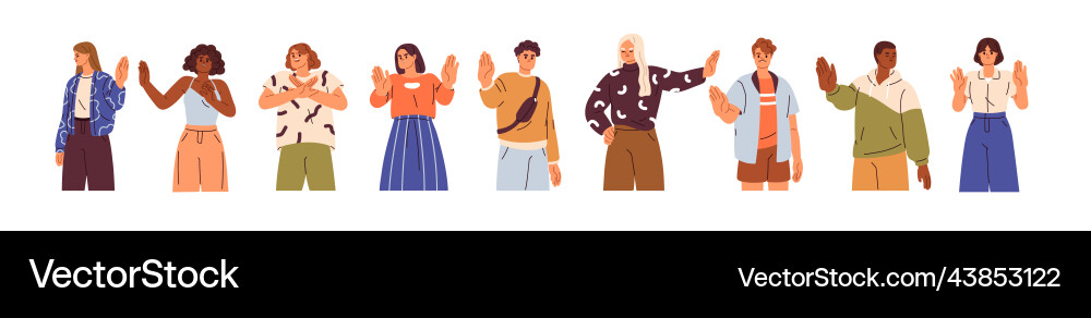 People show stop gesture warning refusing sign Vector Image