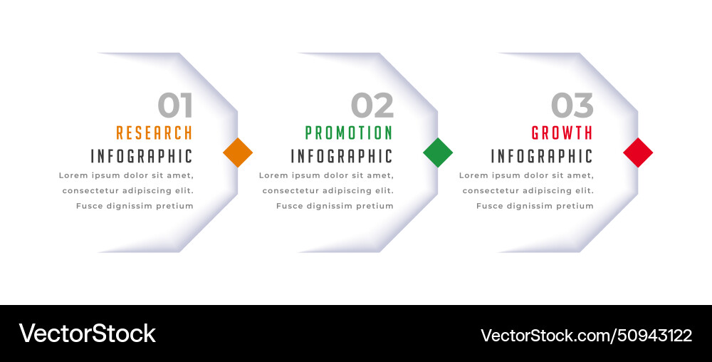 Three step infographic element chart banner in Vector Image