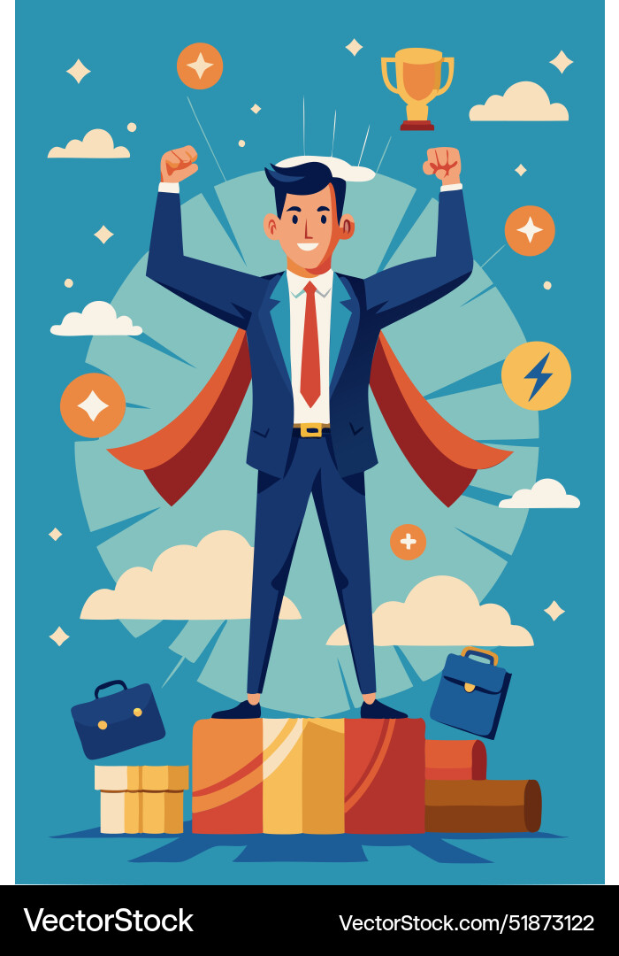 Triumphant businessman success graphic Royalty Free Vector