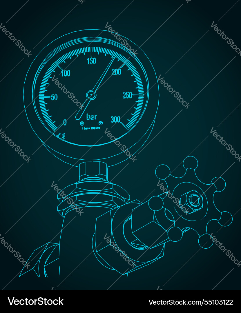 Valve for regulating gas flow and manometer Vector Image