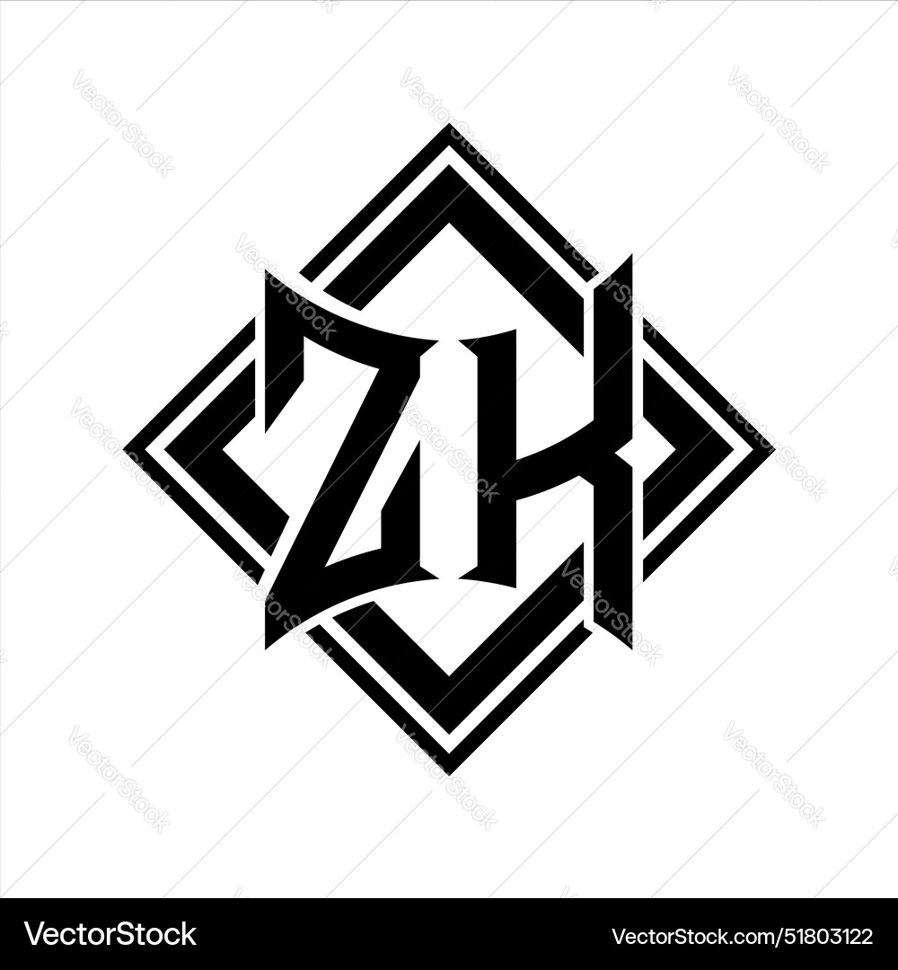 Zk letter logo with abstract shield shape Vector Image