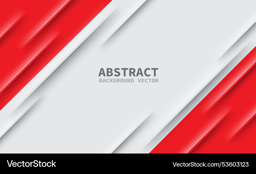 Abstract red white geometric slash grey shadow Vector Image