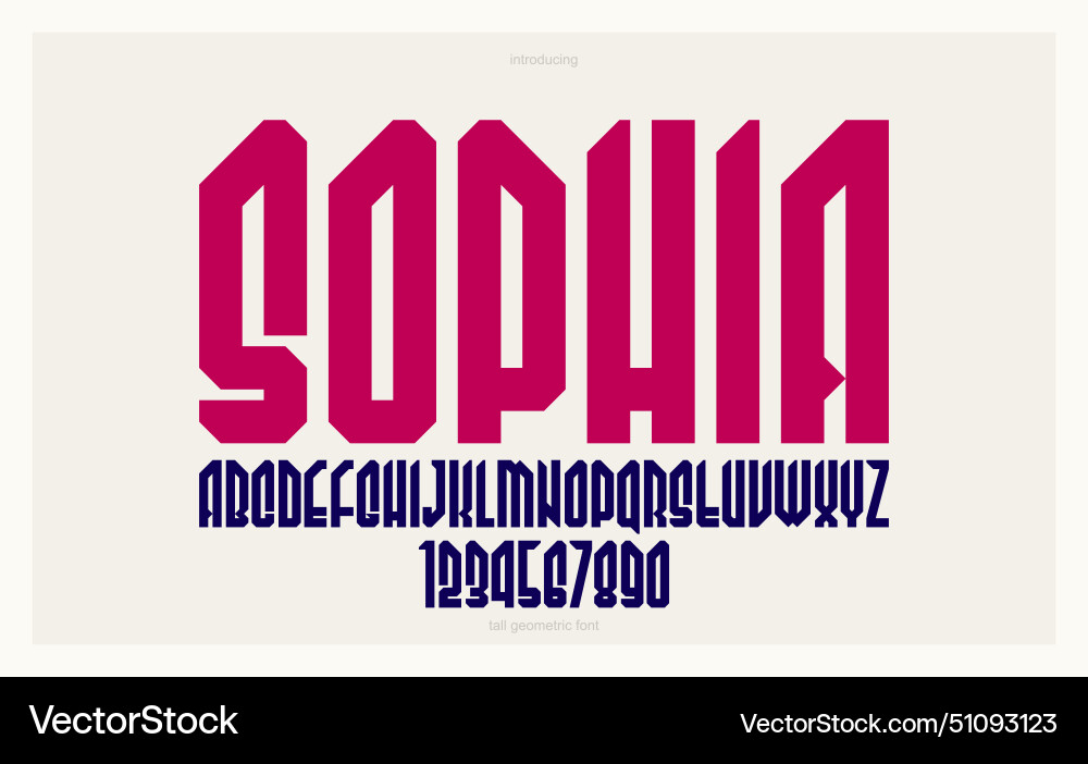 Bold and massive tall heavy geometric font for Vector Image