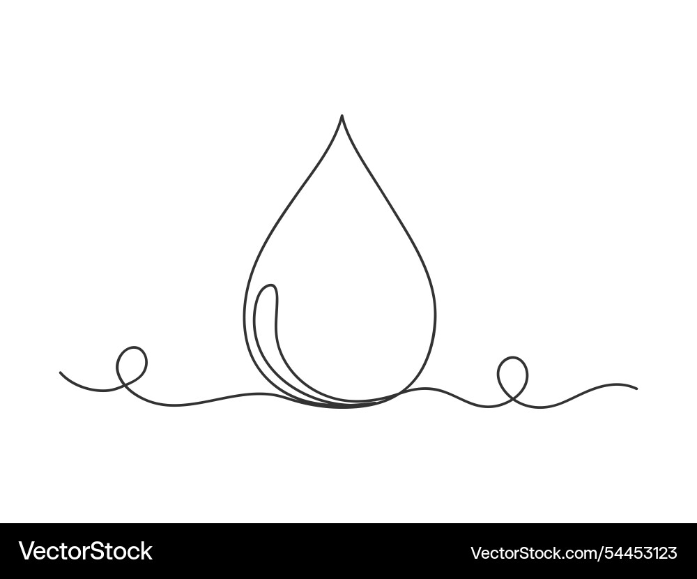 Continuous one line water droplet shape Royalty Free Vector