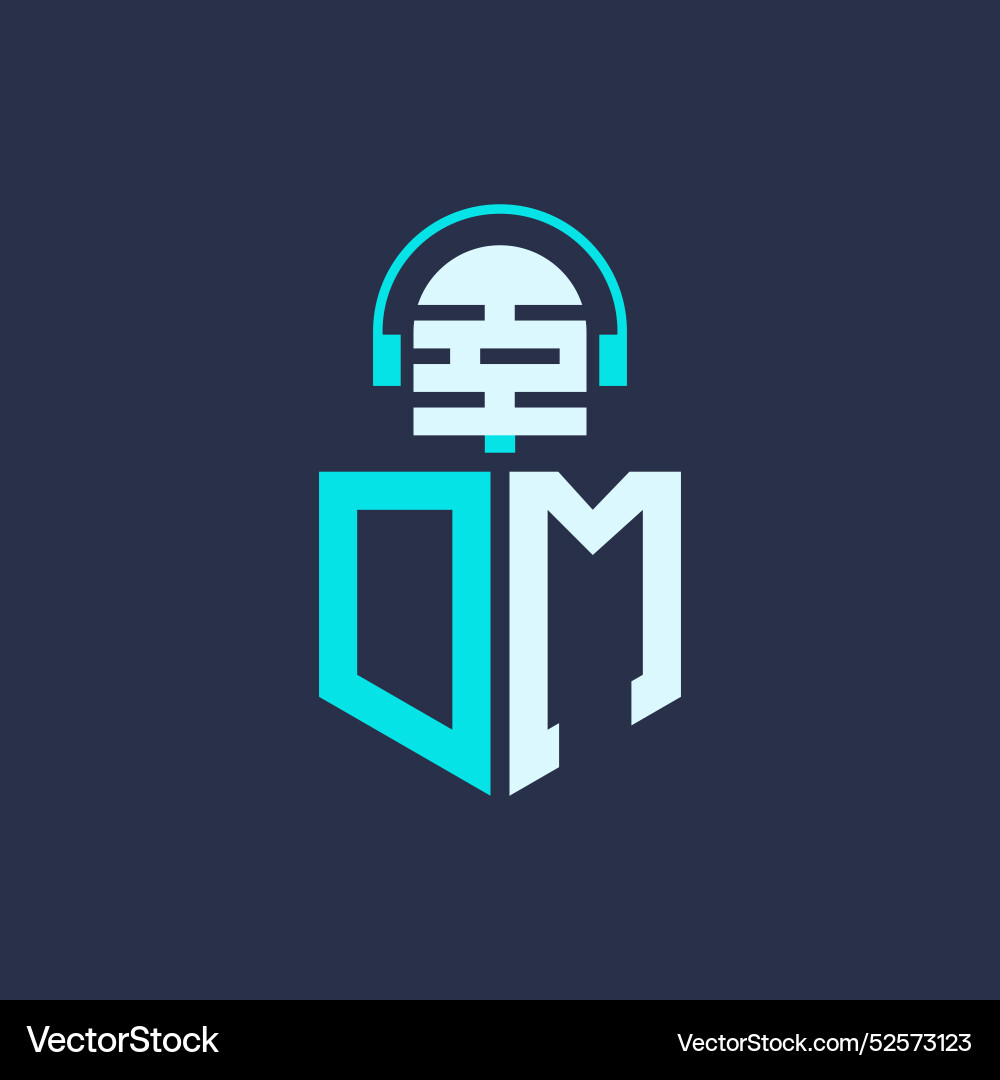 Dm microphone logo design for audio music Vector Image