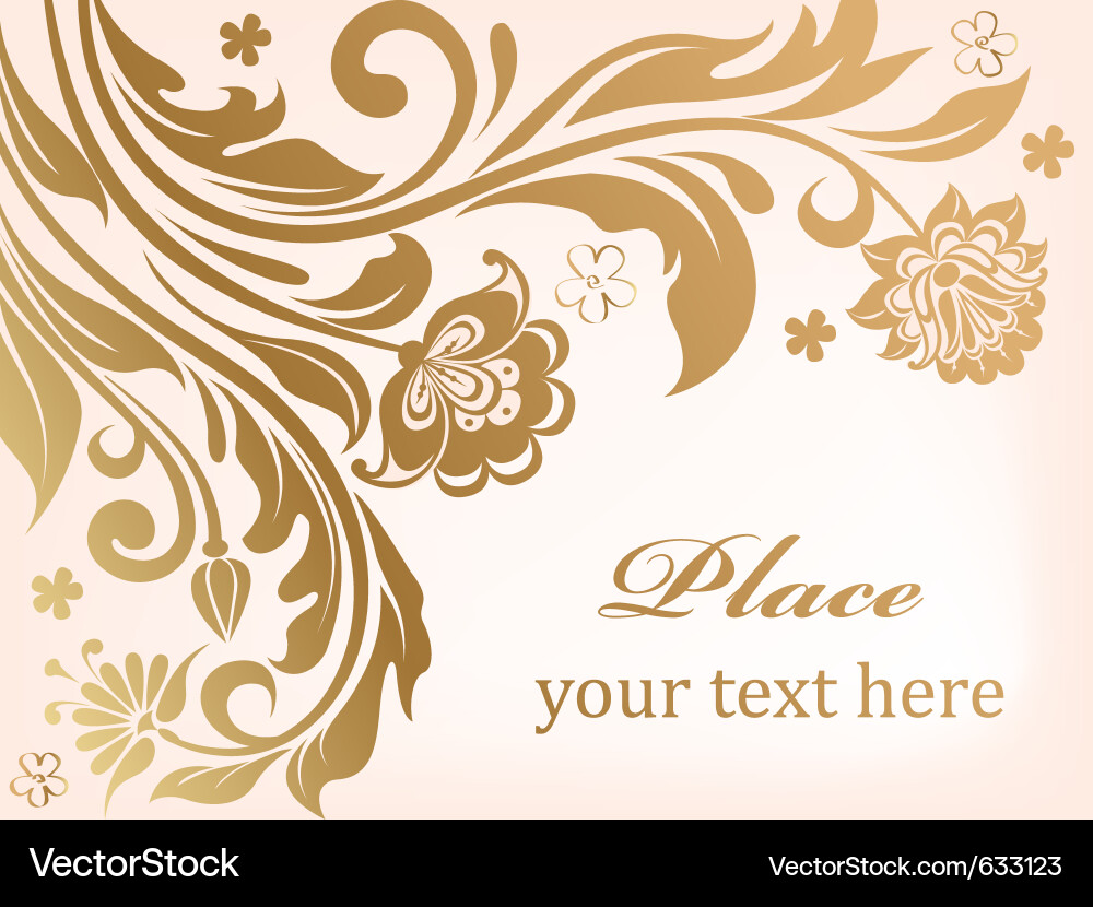 Gold floral background with decorative flowers Vector Image