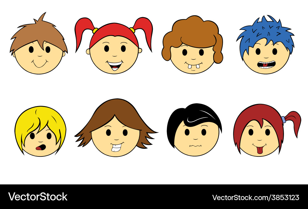 Kid faces Royalty Free Vector Image - VectorStock