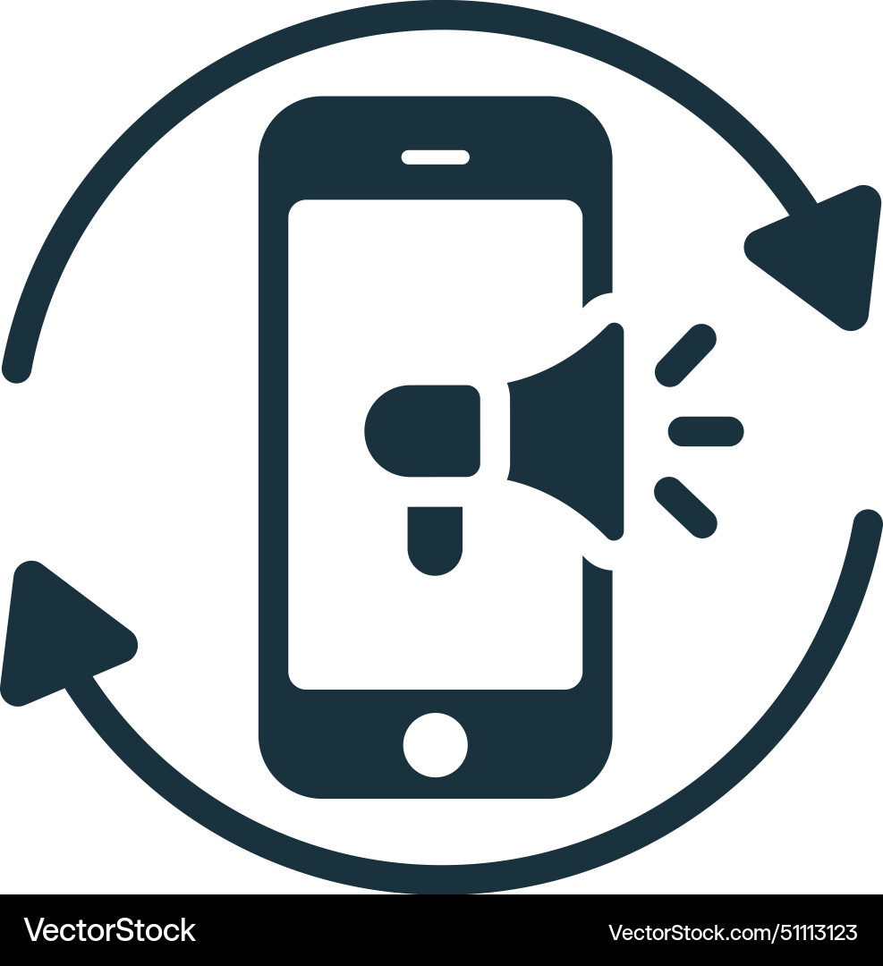 Mobile marketing automation icon monochrome Vector Image