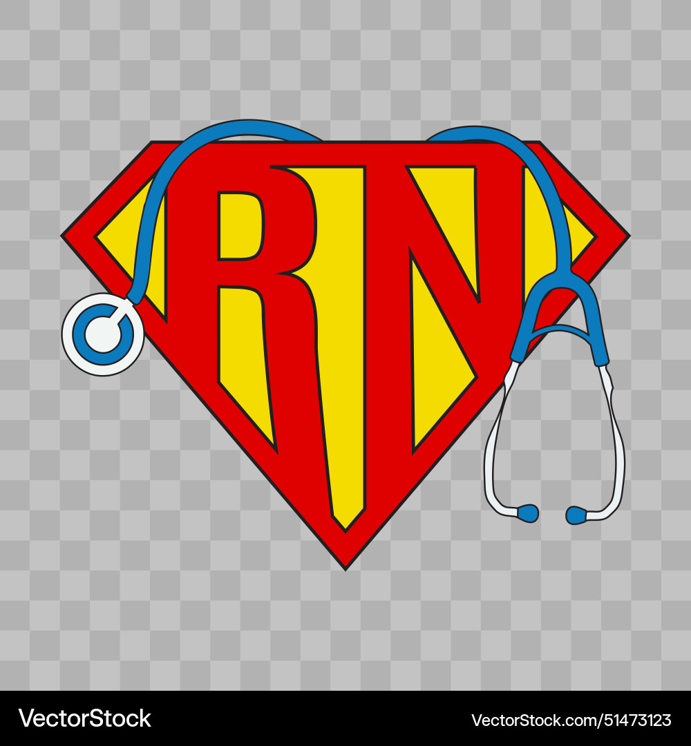 Rn nurse stethoscope sticker Royalty Free Vector Image