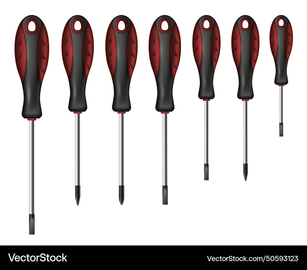 Screwdrivers realistic set Royalty Free Vector Image
