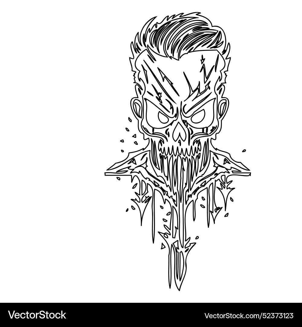 Zombie scary outline sketch Royalty Free Vector Image