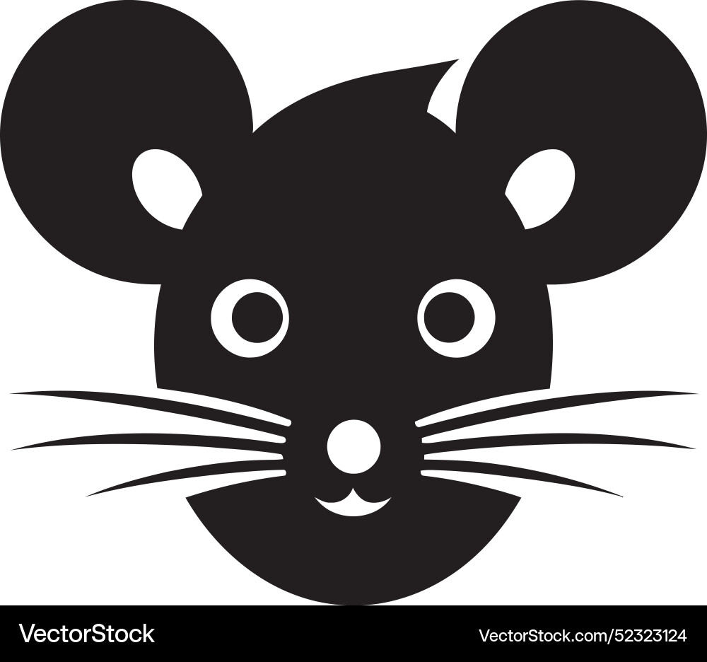 Chic monotone black mouse designartistic whiskers Vector Image