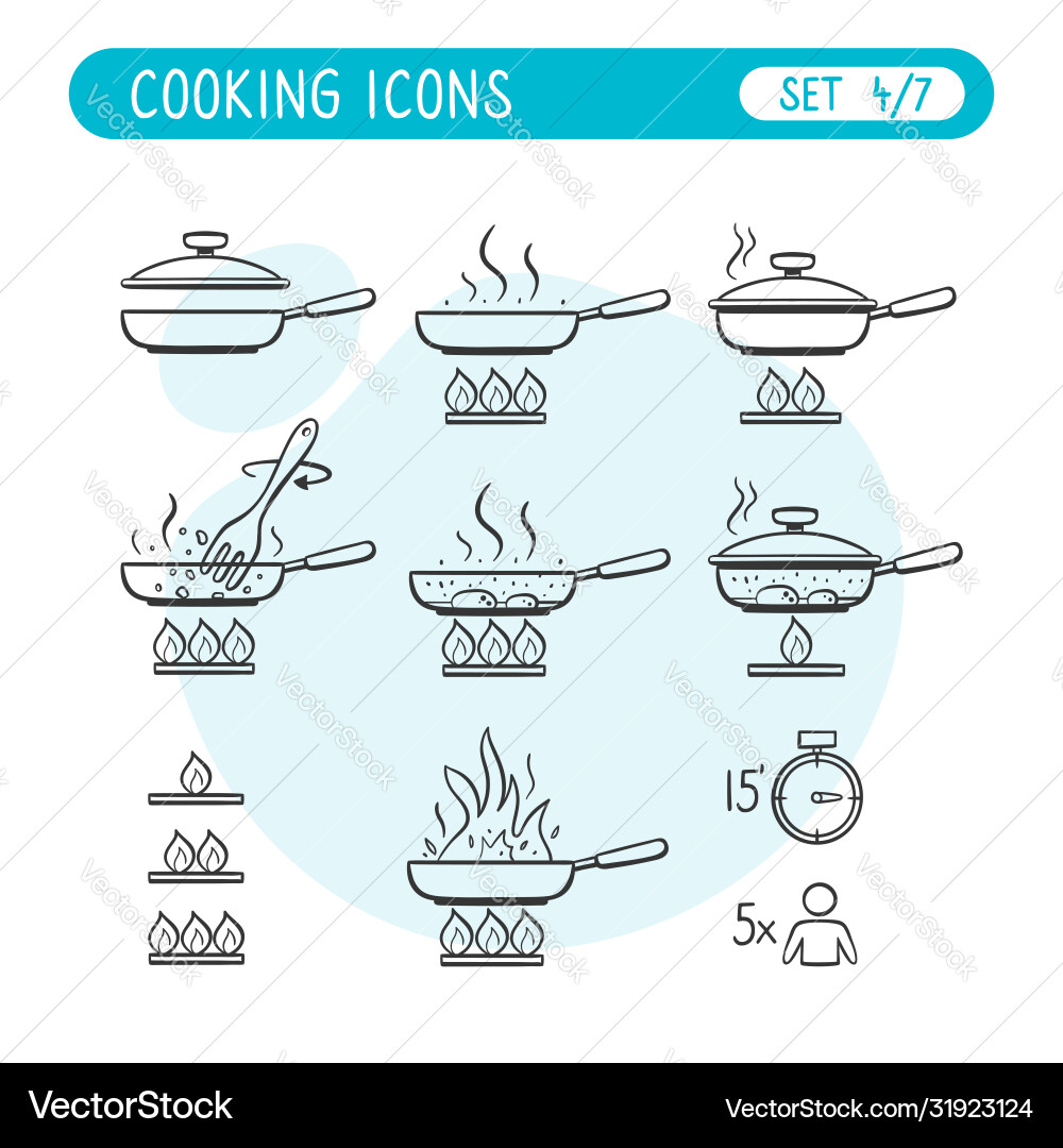 Cooking icon set 4 7 doodle version Royalty Free Vector