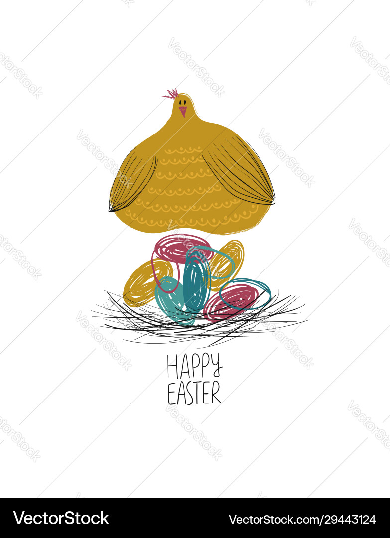Cute Easter Chicken Hatching Eggs Royalty Free Vector Image