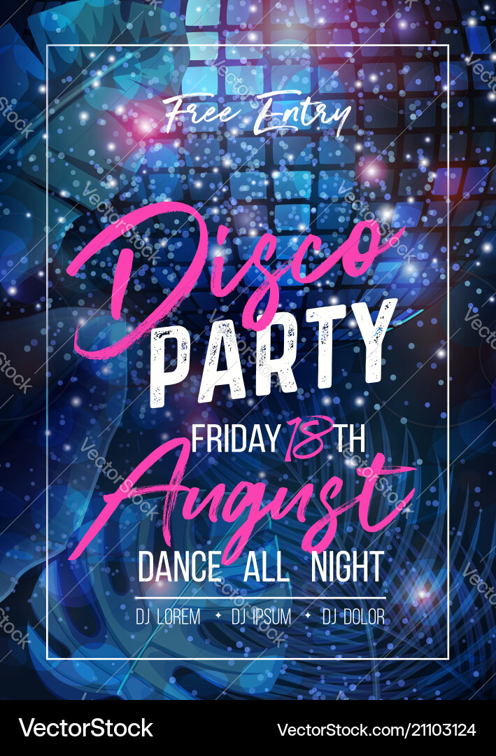 Disco party poster Royalty Free Vector Image - VectorStock