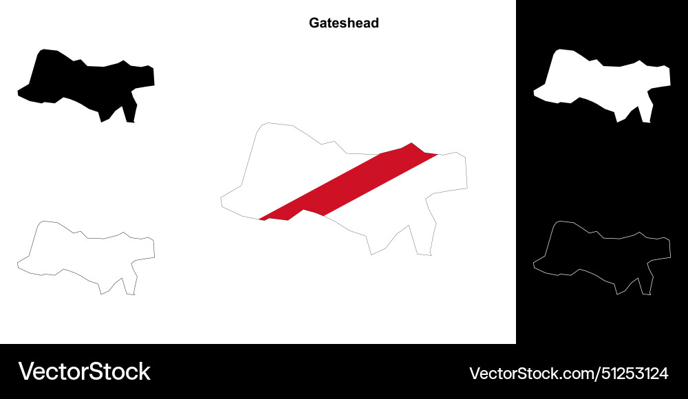 Gateshead outline map Royalty Free Vector Image