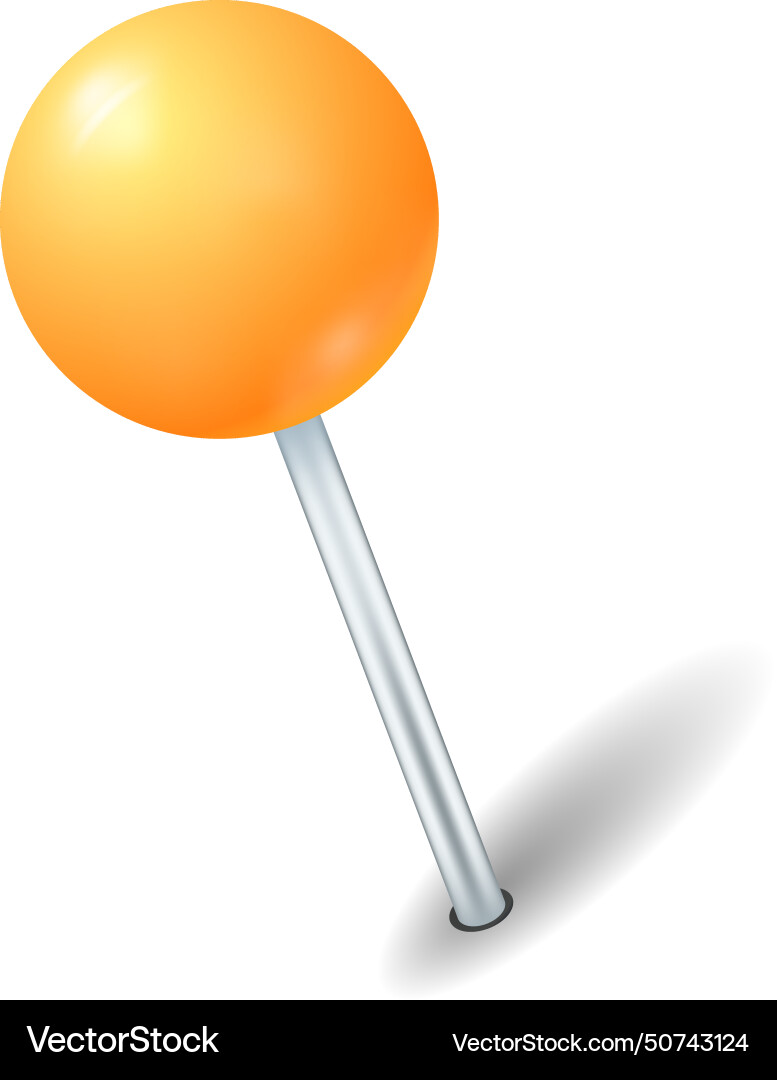 Office push pin with realistic shadow color tack Vector Image