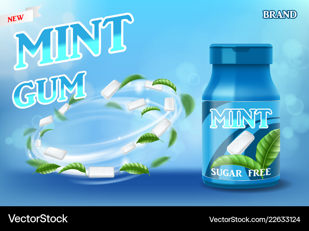 Realistic mint gum poster ads for your design Vector Image