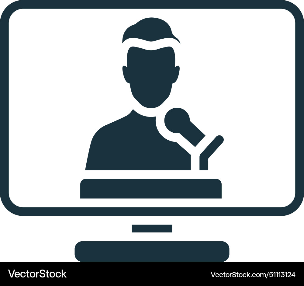 Video conference icon monochrome simple remote Vector Image