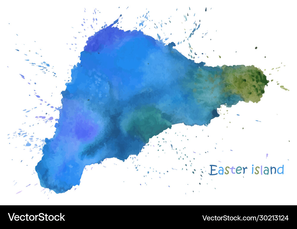 Watercolor Map of Easter Island Royalty Free Vector Image
