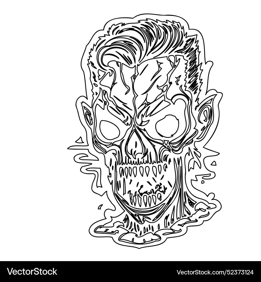 Zombie scary outline sketch Royalty Free Vector Image