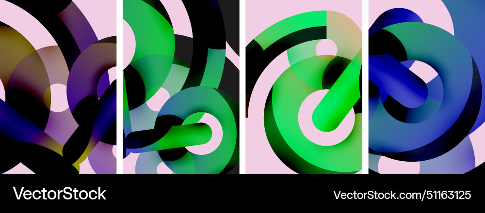 A collage of four different colored swirls on a Vector Image