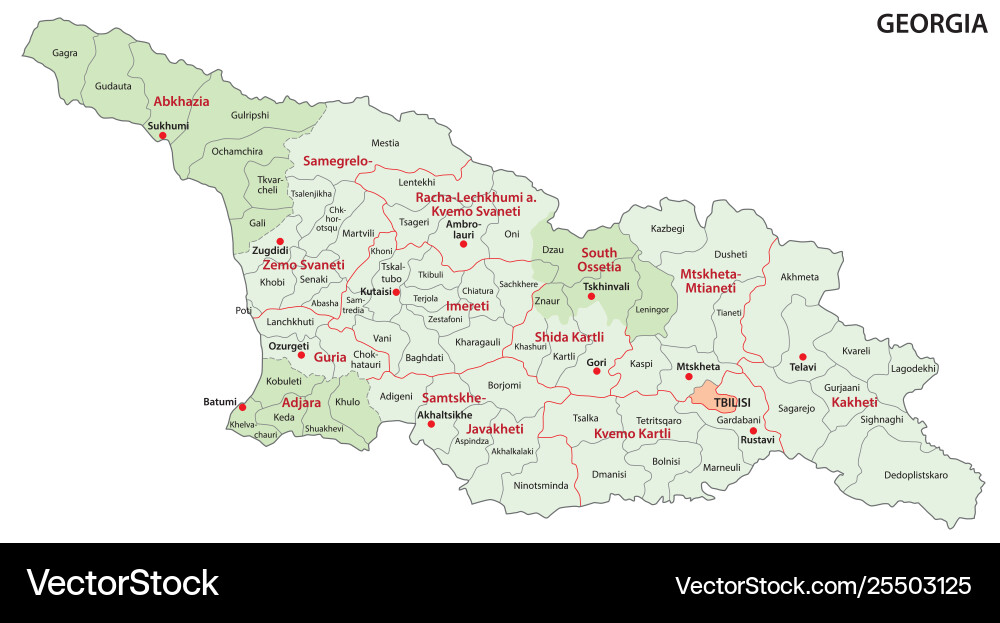 Administrative and political map georgia Vector Image
