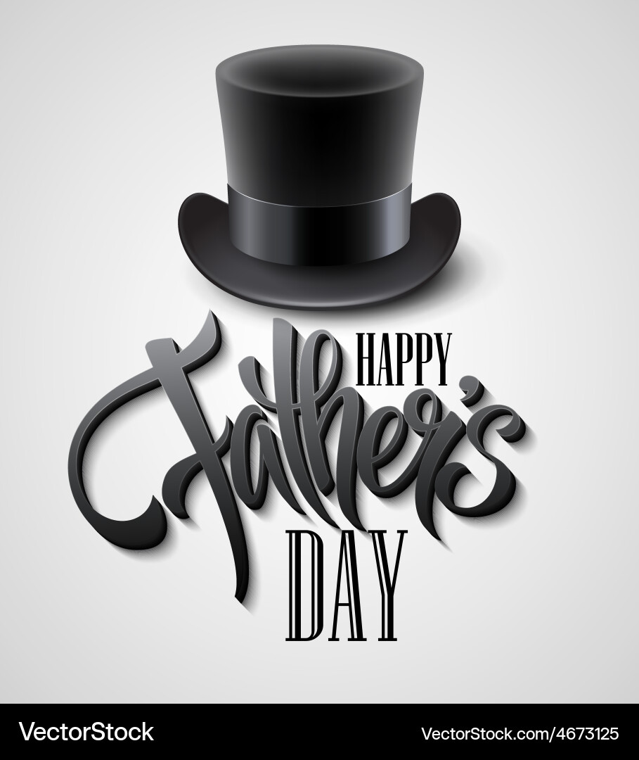 Black top hat isolated on white with text happy Vector Image