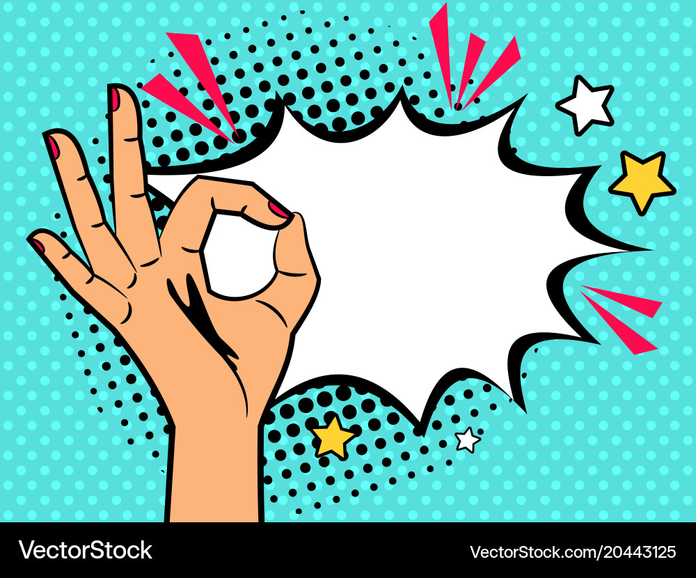 Comic Ok Hand Gesture Royalty Free Vector Image