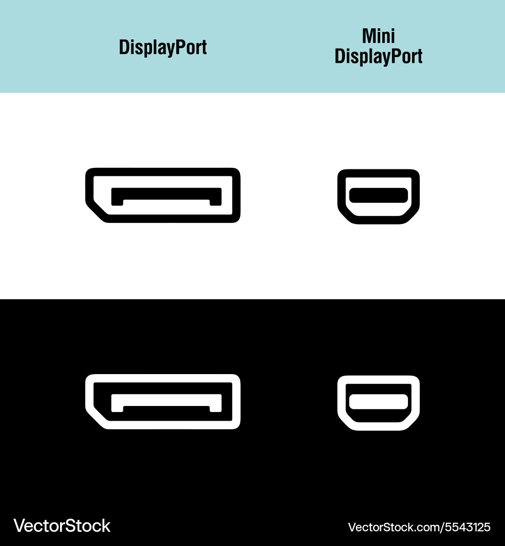 Displayport and mini icons Royalty Free Vector Image