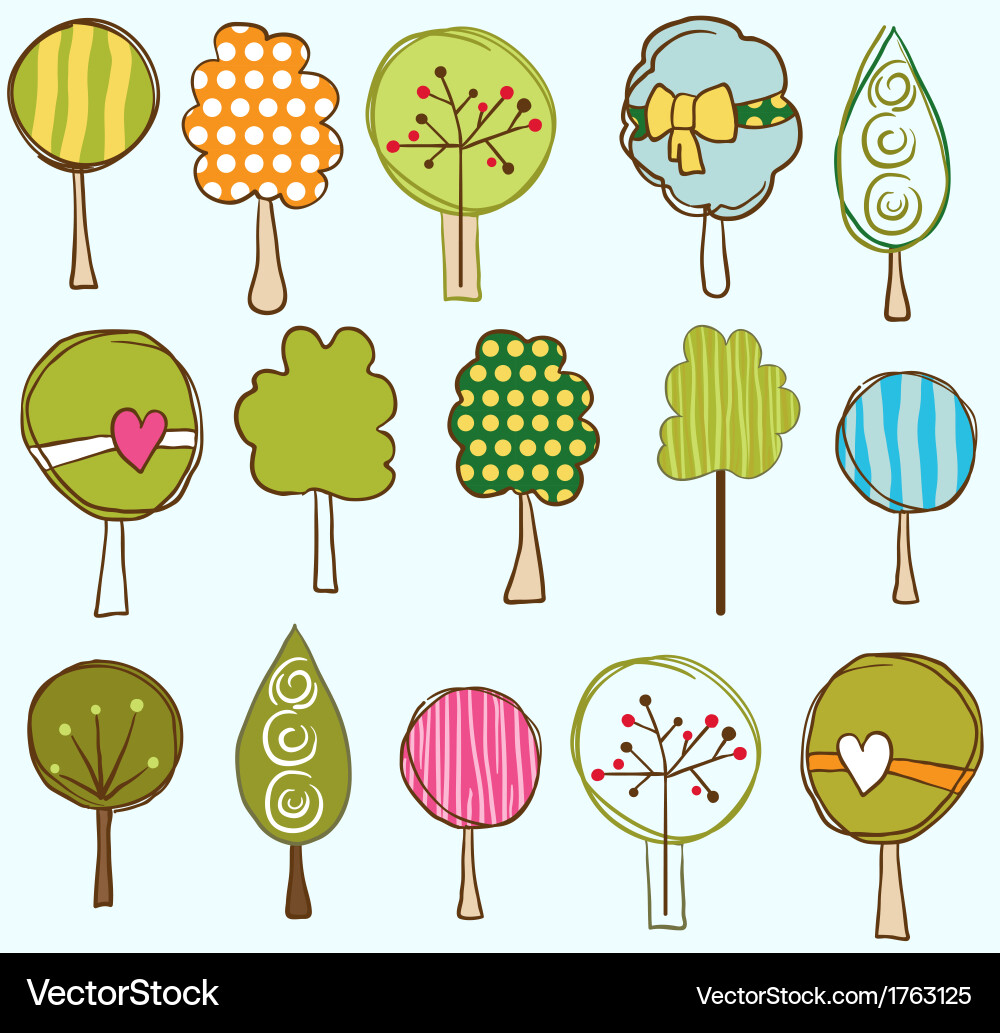 Funny trees seamless pattern Royalty Free Vector Image