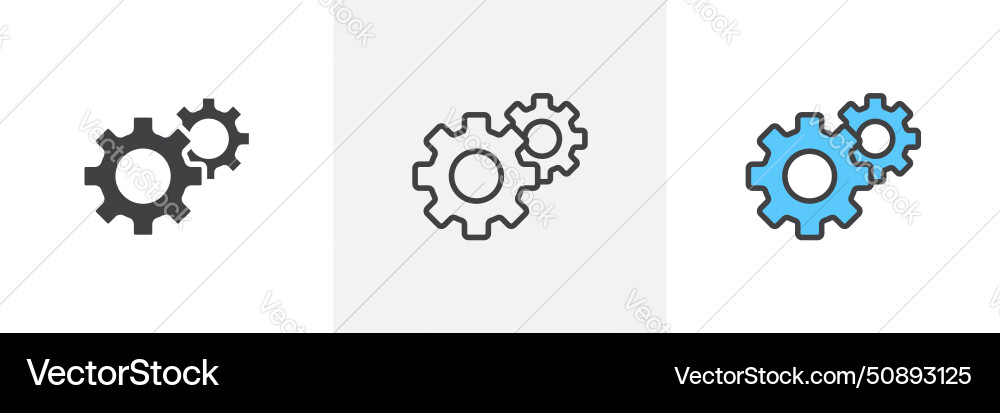 Gear icon set engine cogwheel symbol industry Vector Image