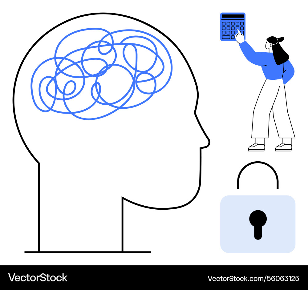 Human head profile with tangled lines woman Vector Image
