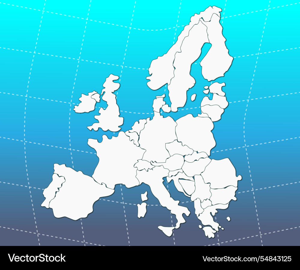 Map of europe printable with gradation background Vector Image