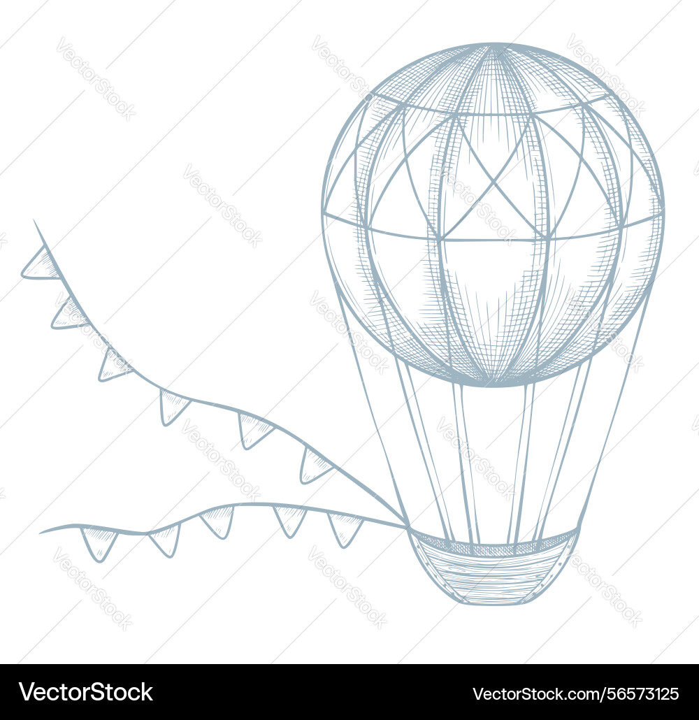 Retro airship in outline Royalty Free Vector Image