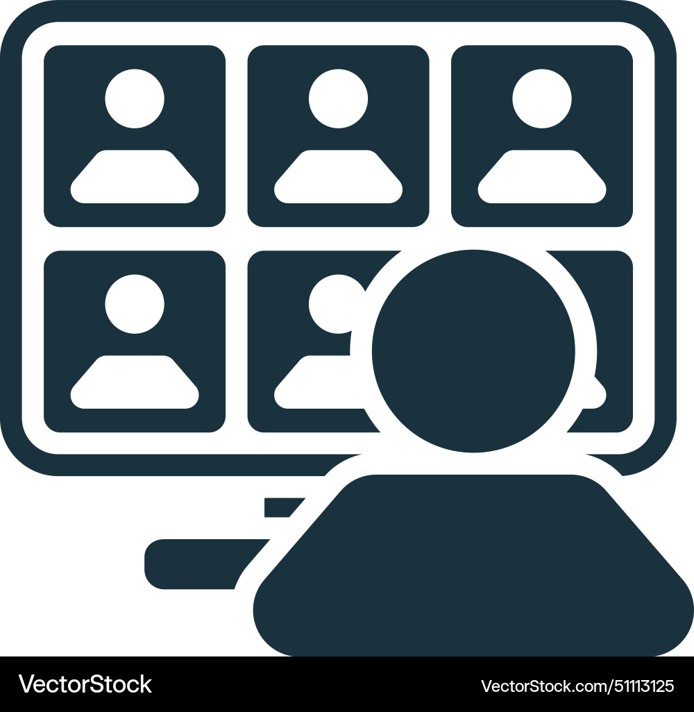 Virtual meetings icon monochrome simple remote Vector Image