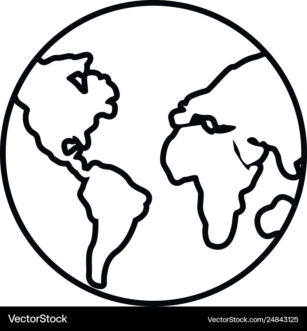 World global map on white background outline Vector Image
