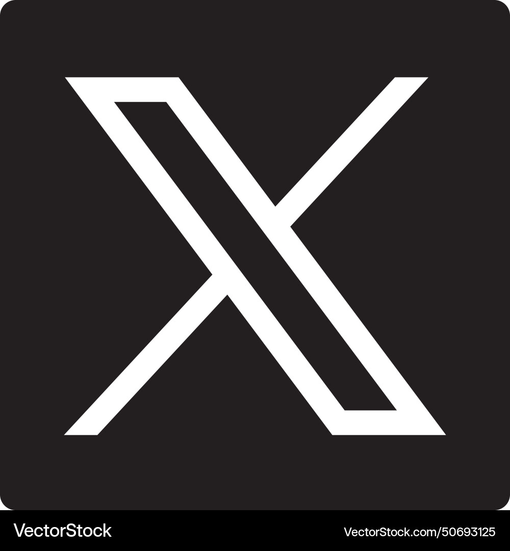 X logo rectangle twitter Royalty Free Vector Image
