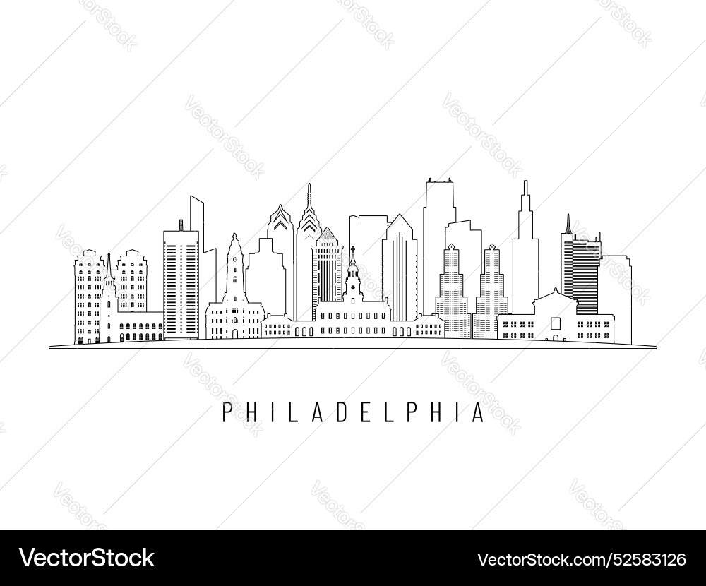 Detailed philadelphia skyline Royalty Free Vector Image