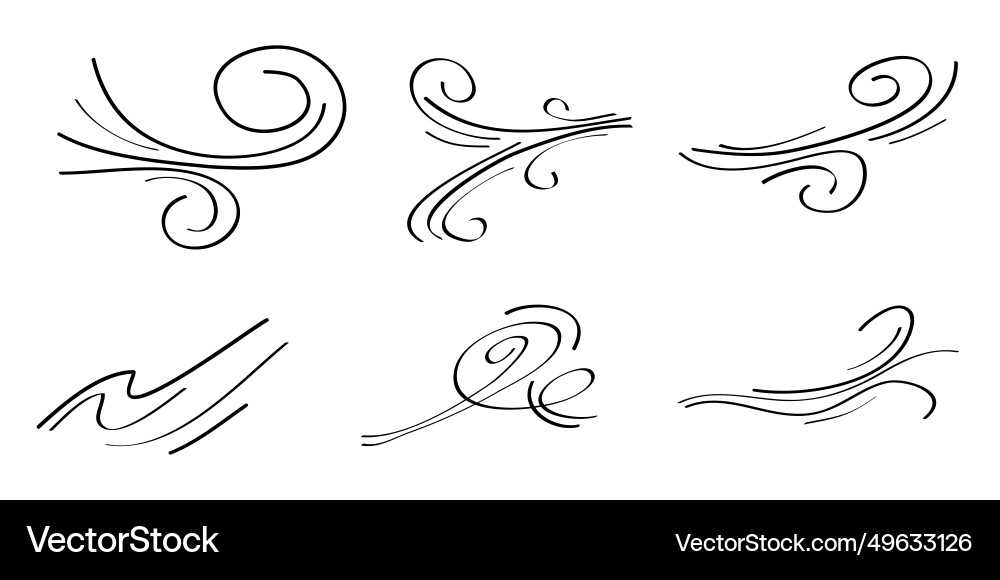 Doodle wind blow gust design Royalty Free Vector Image