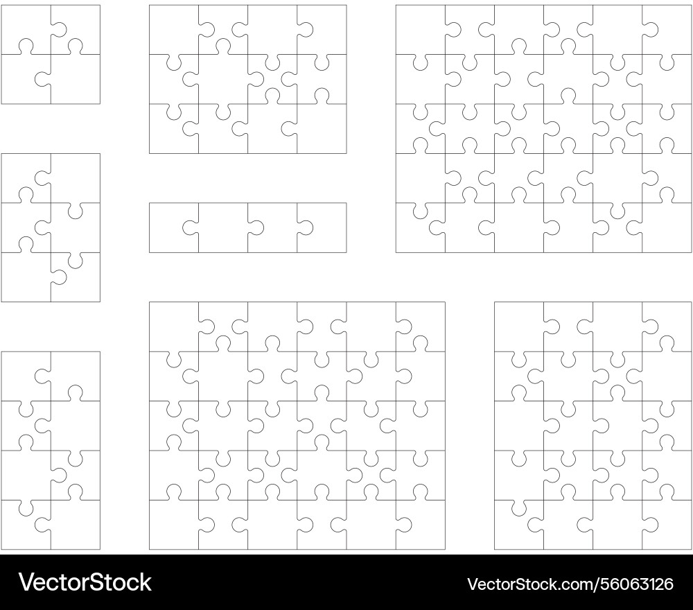 Eight white jigsaw puzzles Royalty Free Vector Image