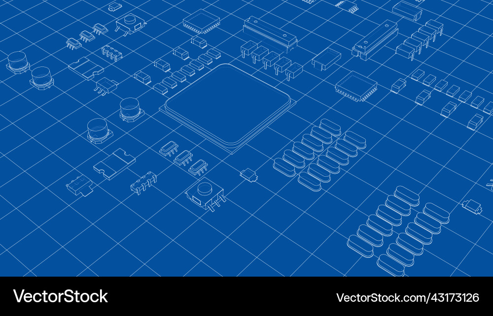 Electric circuit board various chips Royalty Free Vector